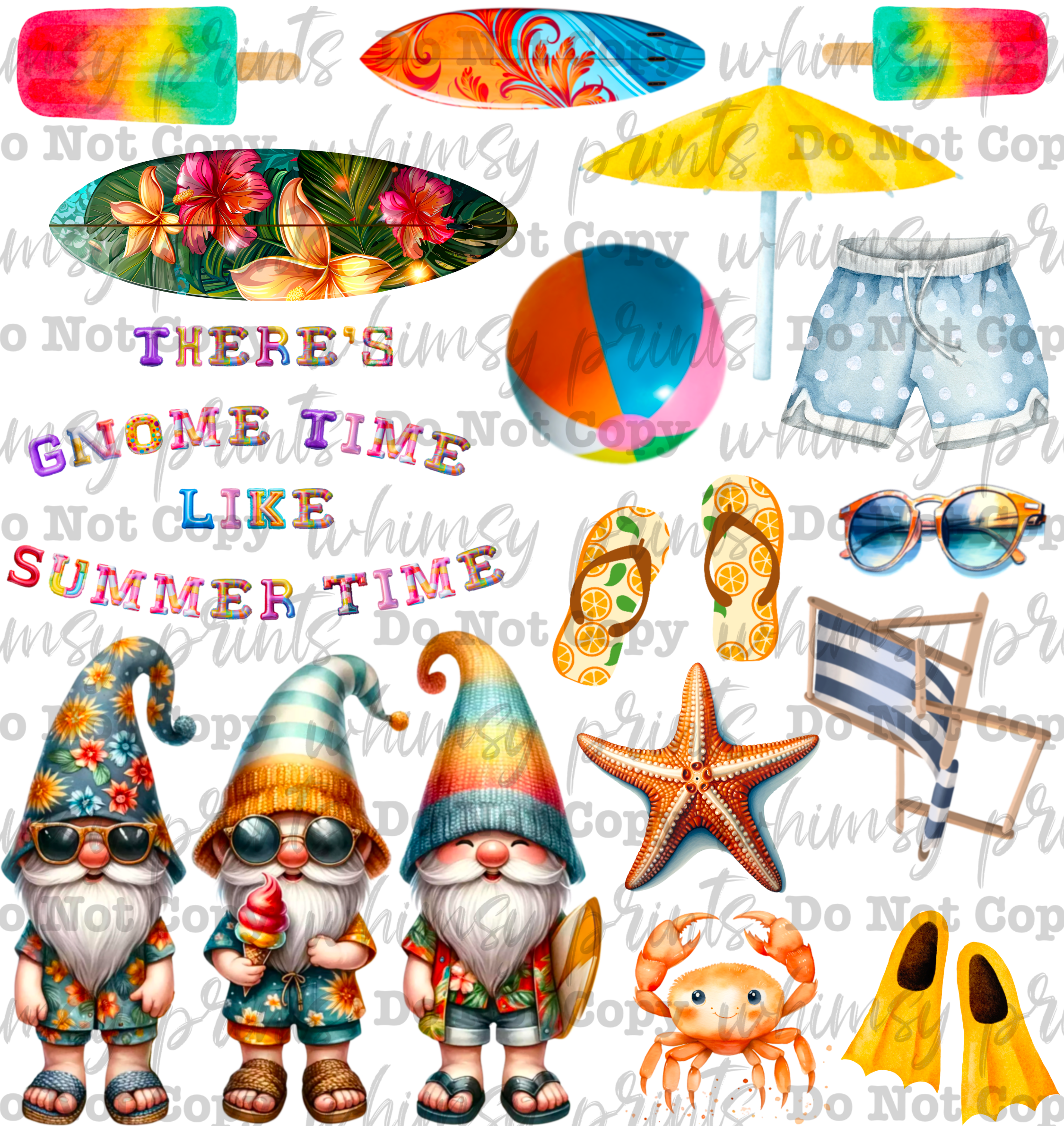 Summertime Gnomes - UV DTF Element Sheet – Whimsy Prints